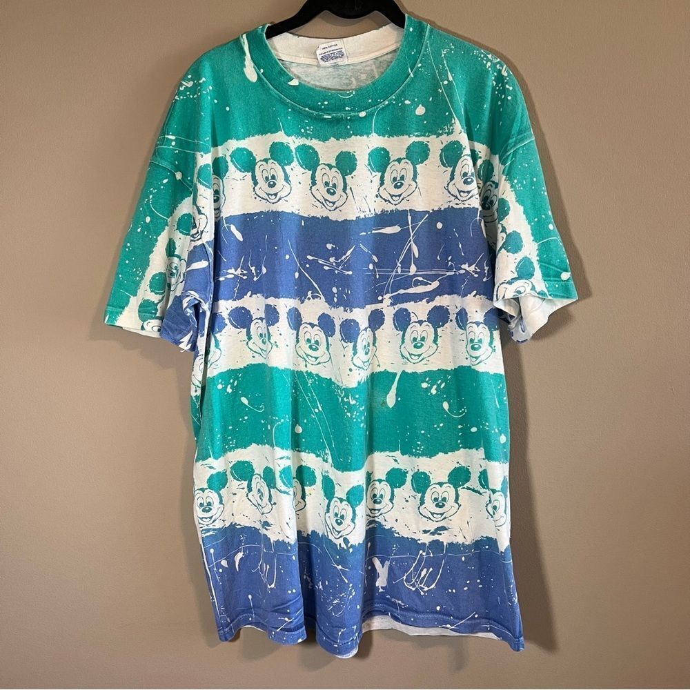 Vintage Disney Mickey Mouse 1990s Splatter Paint Gree… - Gem